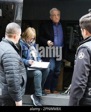 April 19. 2023 Martin Scorsese directing Timothee Chalamet on location ...
