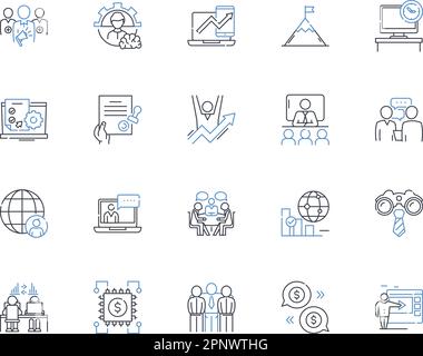 Missions line icons collection. Purpose, Assignment, Objective, Journey ...