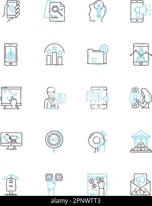 Advertising techniques linear icons set. Persuasion, Attention ...
