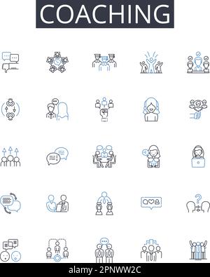 Coaching line icons collection. Mentoring, Guiding, Training ...