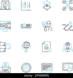 Blockchain revolution linear icons set. Decentralization, Cryptography, Innovation, Transparency ...