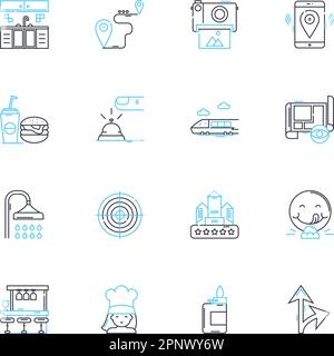 Routing linear icons set. Optimization, Pathfinding, Direction ...