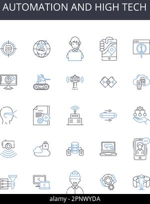 Automated processes line icons collection. Efficiency, Streamlining, Optimization, Productivity ...