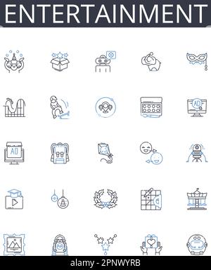 Diversion line icons collection. Distraction, Amusement, Entertainment ...