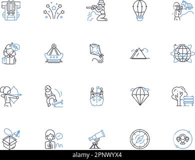 Odyssey line icons collection. Mythology, Adventure, Epic, Heroic ...