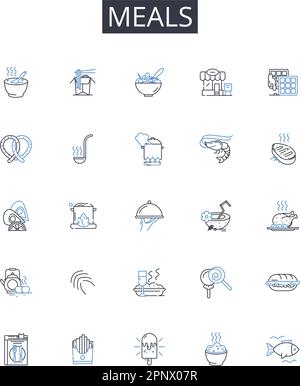 Meals line icons collection. Foodstuffs, Grub, Comestibles, Cuisine ...
