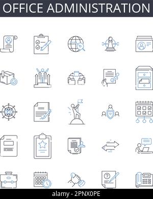 Office administration line icons collection. Business management ...