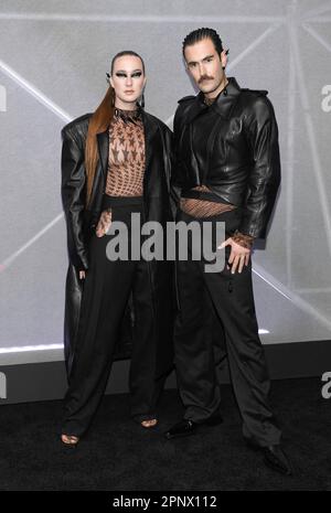 Isabelle Chaput, left, and Nelson Tiberghien aka Young Emperors attend ...