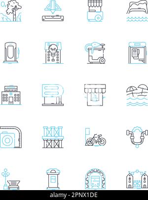 Seaside properties linear icons set. Oceanfront, Beachfront, Coastal ...