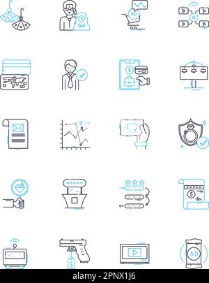 Publicity and exposure linear icons set. Visibility, Outreach ...