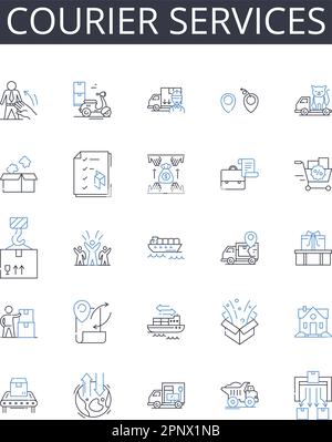 Mail carriers line icons collection. Deliveries, Postal, Packages ...