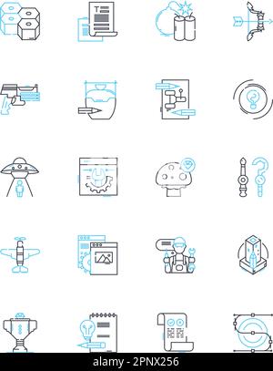 Prism linear icons set. Reflection, Refraction, Light, Spectrum ...