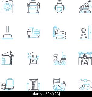 Preparation linear icons set. Organize, Plan, Arrange, Assemble, Sort ...