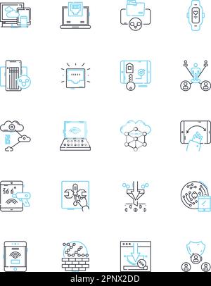 Space intelligence linear icons set. NASA, Satellites, Exploration ...