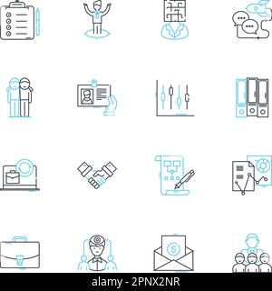 Administrative duty linear icons set. Management, Organization ...