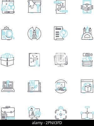 Software scalability icon set in flat and line style. Scalable system concept. Vector ...