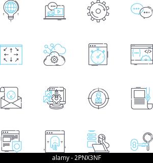 Product positioning linear icons set. Segmentation, Branding, Targeting, Perception, Competitive ...