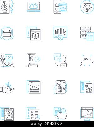 Virtual reports linear icons set. Interactive, Immersive, Accessible ...