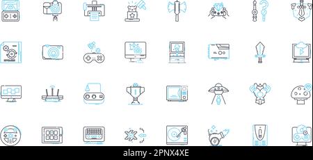 Augmented reality line icons signs set. Design collection of Augmented, Reality, AR, Technology ...