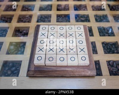 OX game , made by wooden block, isolated on white background Stock ...