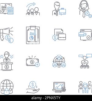 Credit and debt management linear icons set. Credirthiness, Interest ...