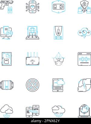 Cybersecurity line icons, signs set. Cybersecurity, Network, Security, Attack, Prevention ...
