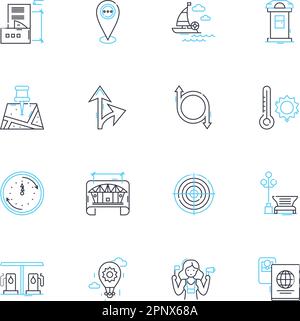Metropolitan guide linear icons set. Cityscape, Urbanity, Megacity ...