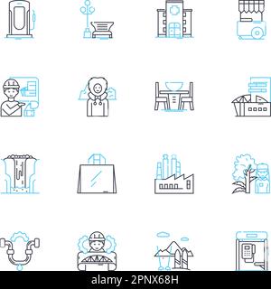 Seaside properties linear icons set. Oceanfront, Beachfront, Coastal ...