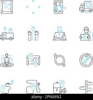River delta linear icons set. Mangrove, Estuary, Sediment, Tributaries ...