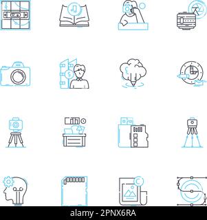 Printmaking linear icons set. Etching, Lithography, Woodcut, Engraving ...