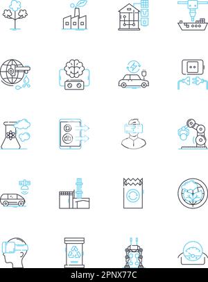 Cross-border exchange linear icons set. Borders, Trade, Immigration ...