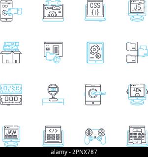 Online platforms linear icons set. Efficiency, Accessibility, User ...