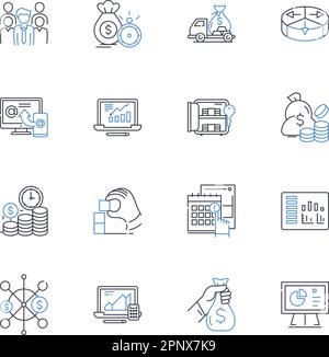 Fiscal planning line icons collection. Budgeting, Forecasting, Accounting, Investments, Assets ...