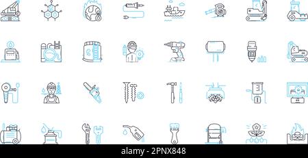 Efficient planning linear icons set. Productivity, Optimization, Organization, Streamlining ...