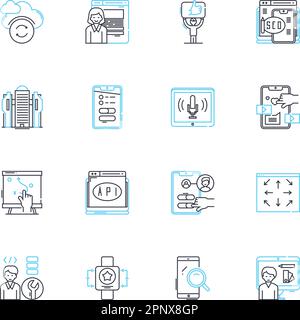 Market segmentation linear icons set. Demographics, Psychographics, Geographics, Lifestyle ...