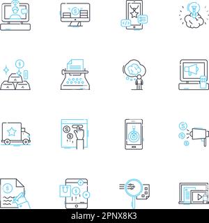 Business expansion linear icons set. Growth, Expansion, Diversification ...