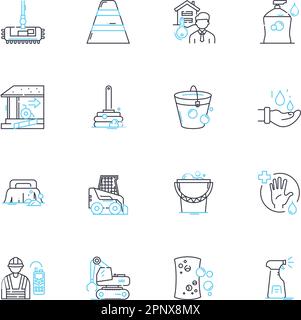 Polishing linear icons set. Shine, Buffing, Luster, Refinement, Gloss ...
