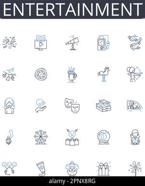 Diversion line icons collection. Distraction, Fun, Amusement ...
