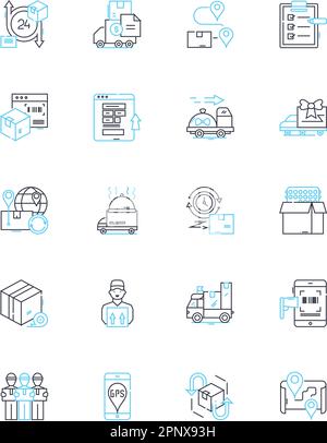 Prompt Delivery linear icons set. Expedited, Express, Swift, Rapid ...