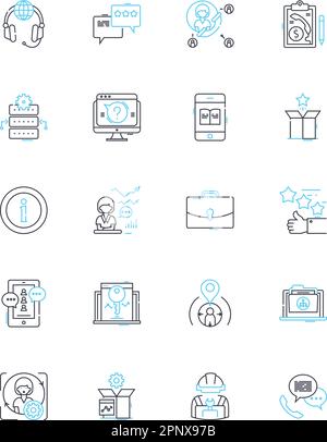 Customer servicing linear icons set. Communication, Satisfaction ...