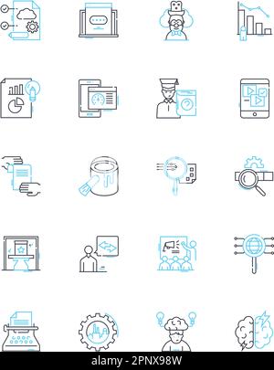 Cognitive pics linear icons set. Memory, Perception, Attention, Cognition, Insight, Learning ...