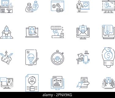 Administration plan line icons collection. Strategy, Tactics ...