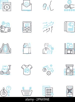 Project resources linear icons set. Allocation, Availability, Budget ...