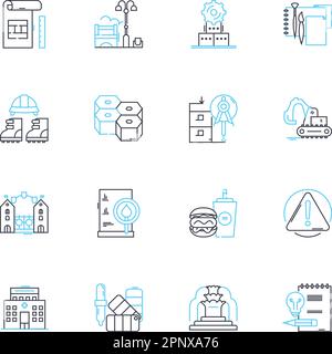 Drafting linear icons set. Blueprint, Design, Sketch, Diagram, Plan ...