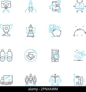 Inventive strategy linear icons set. Innovation, Creativity, Ingenuity, Resourcefulness, Vision ...