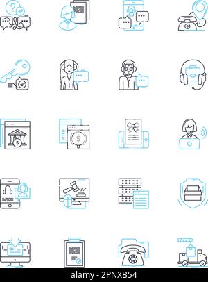 Guest services linear icons set. Hospitality, Accommodations, Requests ...