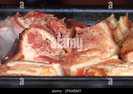 roasted pig meat as very nice gourmet background Stock Photo - Alamy
