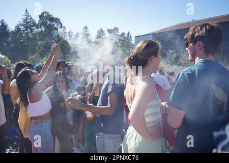 Berkeley, United States. 20th Apr, 2023. People smoke joints during the ...