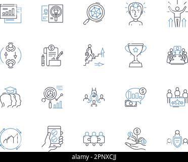 Effective delegation line icons collection. Trust, Communication ...