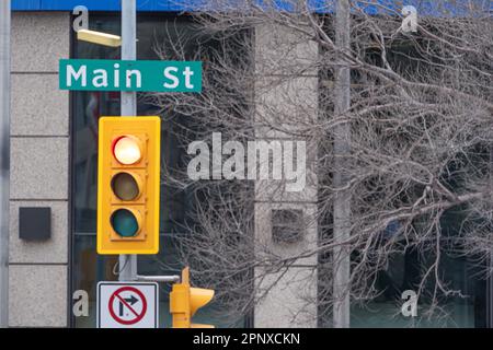 sign at junction of portage and main in Winnipeg Stock Photo - Alamy